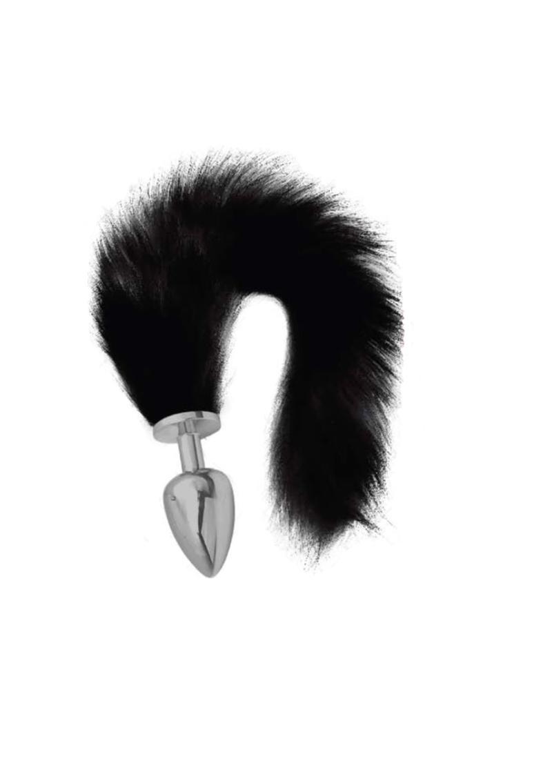 JUNO LARGE SILVER PLUG W/LONG BLACK TAIL - Shop Male Q